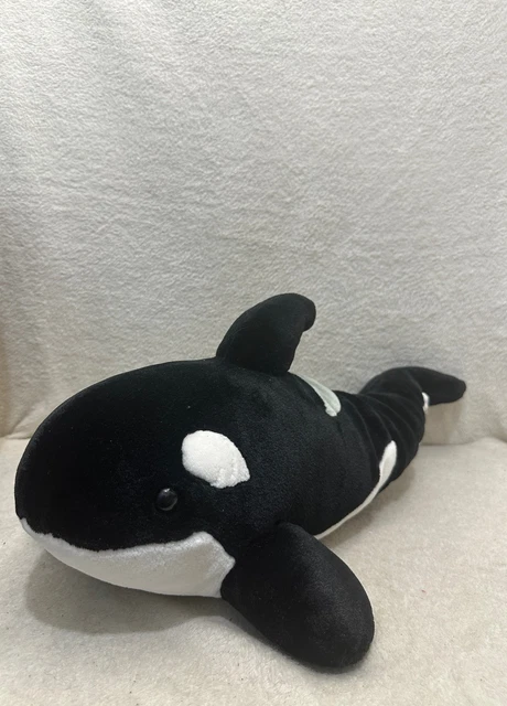 SEAWORLD BLACK WHITE killer whale Orca soft toy plush £12.50 - PicClick UK