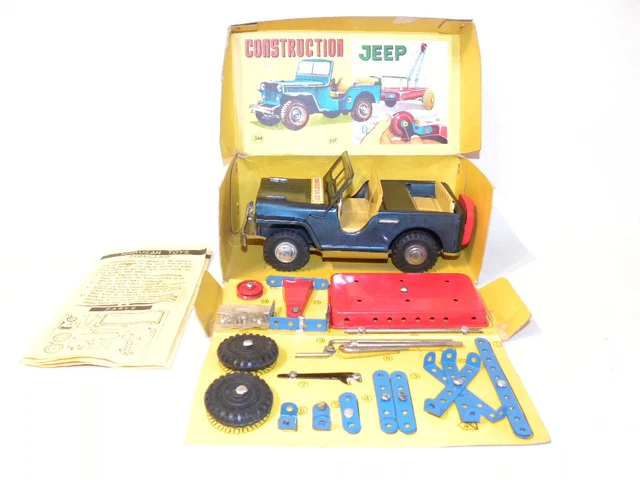 JOUET ANCIEN TOLE Vintage Construction Jeep Marusan Tin Toys San Japan ...