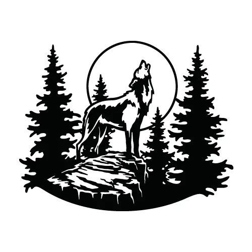 WOLF HOWLING-FOREST CLIPART-VECTOR Clip Art-Cnc Plasma Laser-Dxf Svg ...