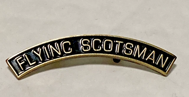 VINTAGE THE FLYING Scotsman Railway Engine Arched Badge Black On Gold ...
