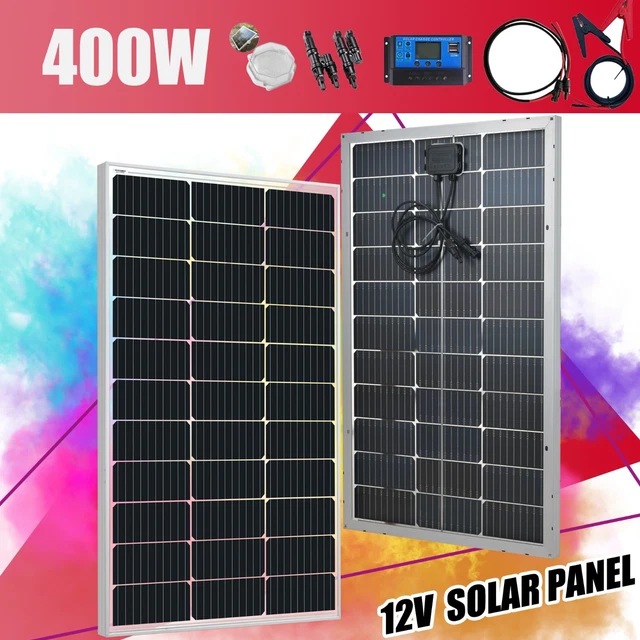 12V 400W FIXED Bifacial Solar Panel Kit Mono Home Caravan Camping ...