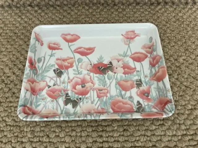 LOVELY SMALL VINTAGE Melamaster Melamine Tray, Floral Poppy Design £4. ...