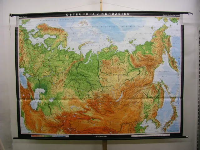 SCHOOL WALL MAP Asian Russia Ukraine Half World Map Europa 1992 ...