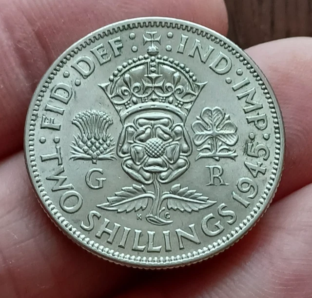 1945 KING GEORGE VI .500 Silver Florin/Two Shillings. VERY GOOD ...