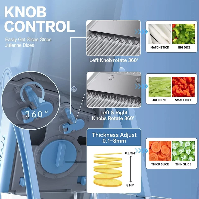SLICER ADJUSTABLE VEGETABLE Chopper Mandoline Slicer Julienne Cutter ...
