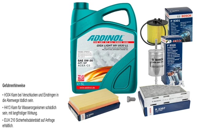 BOSCH INSPECTION SET 5 L ADDINOL GIGA LÉGER MV 5W-30 pour VW Golf V 1K1 ...