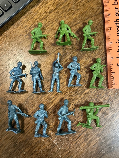 12 PC LOT Vintage 60s MPC Metallic Blue & Green 2” WWII Plastic Toy ...