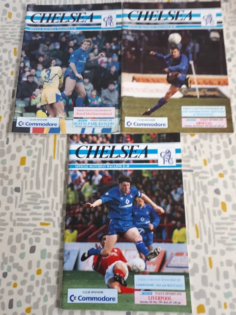 CHELSEA FC HOME Matchday Programmes Season 1990/91 (Bulk/Collection x3 ...