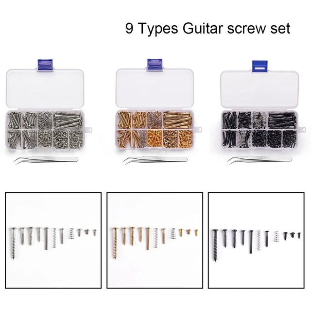 PREMIUM GUITAR SCREW Replacement Kit with 9 Types Includes Storage Box ...
