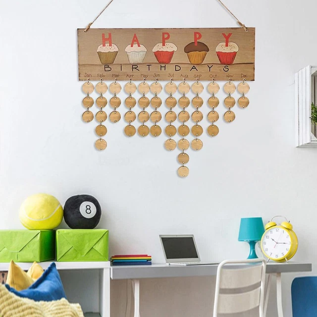 WOODEN HAPPY BIRTHDAY Reminder Sign DIY Calendar Board Friends Date ...