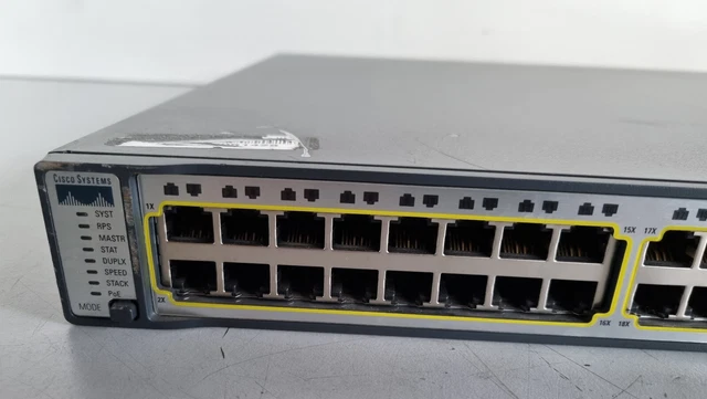 CISCO CATALYST 3750 Series PoE-48 Switch Model WS-C3750-48PS-S V06 Re X ...