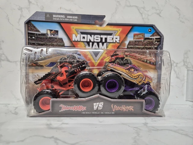 MONSTER JAM DOUBLE Pack Thunderroarus Vs Velociraptor 1:64 Monster ...