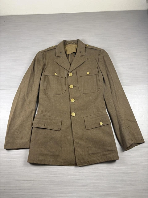 VINTAGE 1940 US Army Service Dress Jacket 35R WWII Wool Military Coat ...