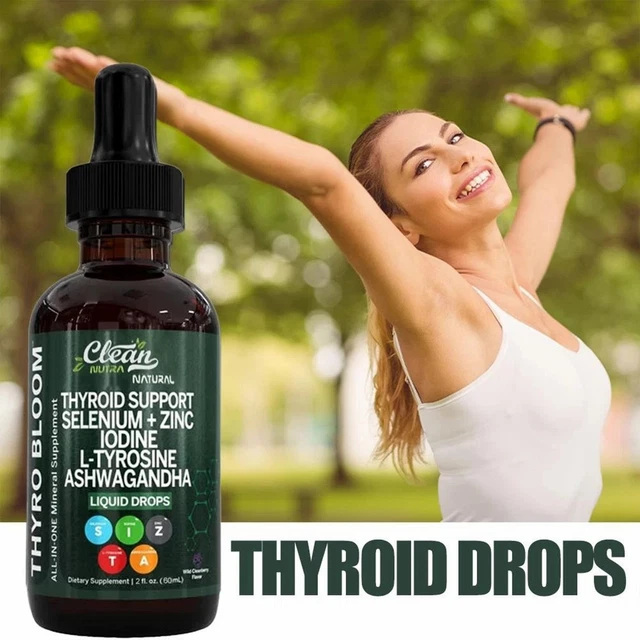 CLEAN NUTRA THYROID Support 60ml 120ml Liquid Drops with Selenium Zinc ...