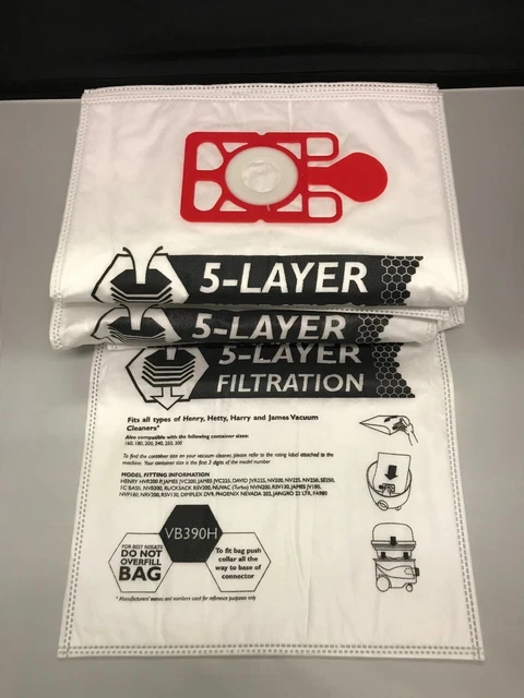 40 X BAGS For Numatic Henry Hetty James Filter FLO Vac Cleaner Bags RED ...