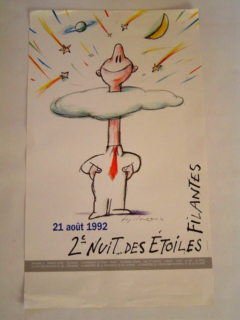 AFFICHE ANCIENNE 1992 : NUIT DES ETOILES FILANTES / DESCLOZEAUX $35.70 ...