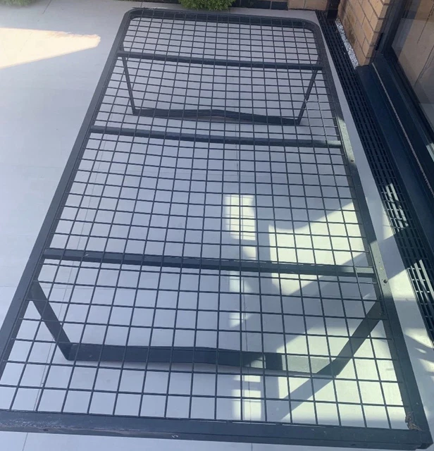 BLACK METAL SINGLE Bed Frame with Slatted Base, Modern Contemporary ...