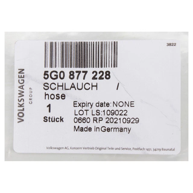 ORIGINAL VW SKODA Cupra Seat Schlauch Wasserablauf Panoramadach ca. 2m ...