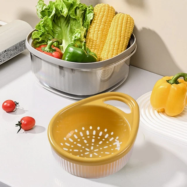 CONVENIENT DOUBLE LAYER Kitchen Sink Draining Basket for Fruits and ...