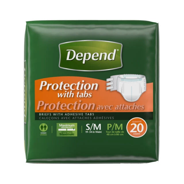 DEPEND PROTECTION WITH Tabs, Maximum Briefs S/M, 20 Count 19-34 in ...