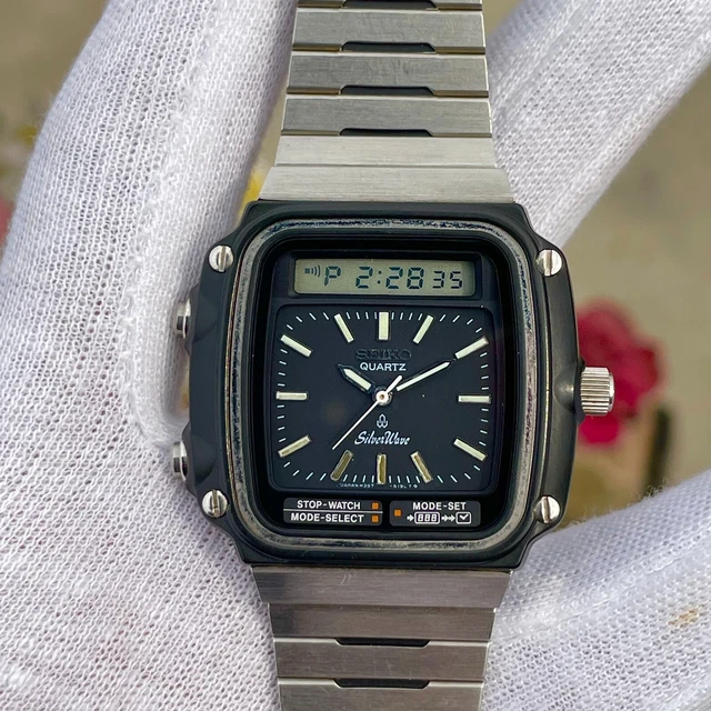 OROLOGIO VINTAGE NOS Seiko James Bond Stile SilverWave Quarzo Ana-Digi ...