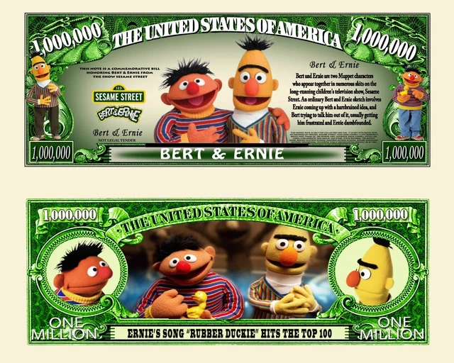 ERNEST UND BART Muppet Show!-schein Million Dollar Bert & Ernie Jim ...