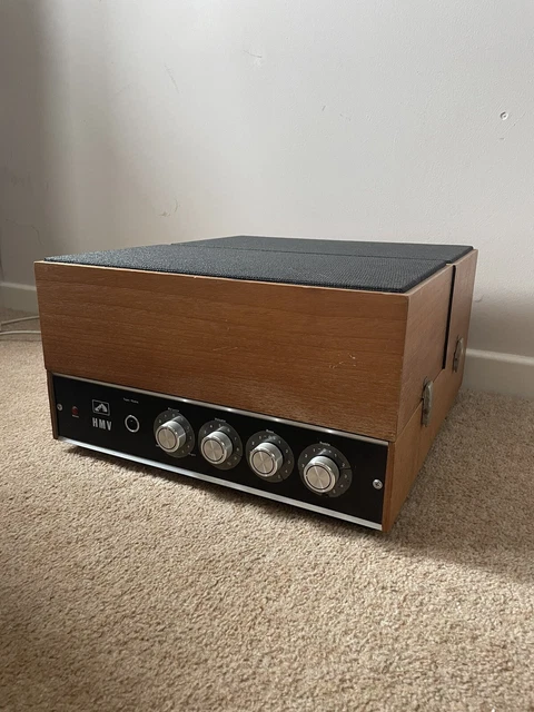 VINTAGE 1970S HMV 2025 model record player with speakers - For parts or ...