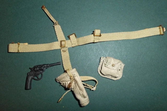 1/6 SCALE BRITISH WW2 drop-down holster + revolver. For 12" toy action ...
