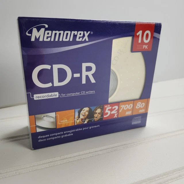MEMOREX CD-R 10 Pack Up to 52 x 700 MB 80 Min 2006 New Sealed $15.95 ...