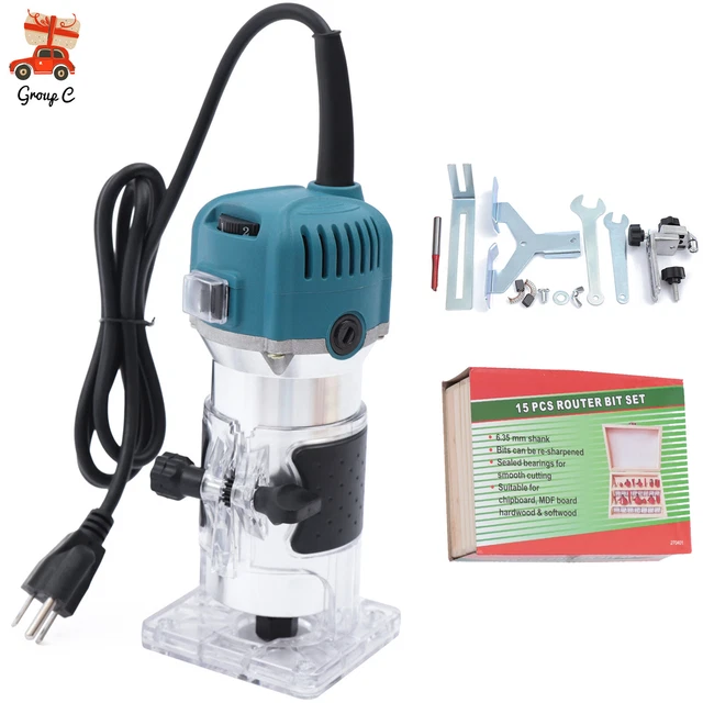 WOOD ROUTER TOOL, Compact Trim Router with 6 Variable Speed, 15 Wood ...