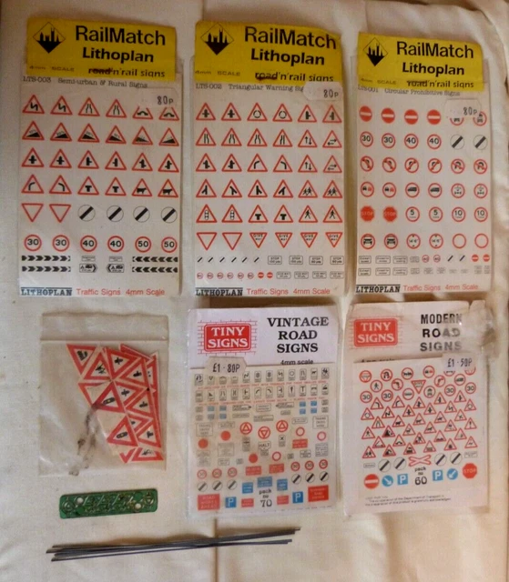 VINTAGE ROAD SIGNS 4mm OO Railmatch Lithoplan 001, 002 & 003 Tiny Signs ...