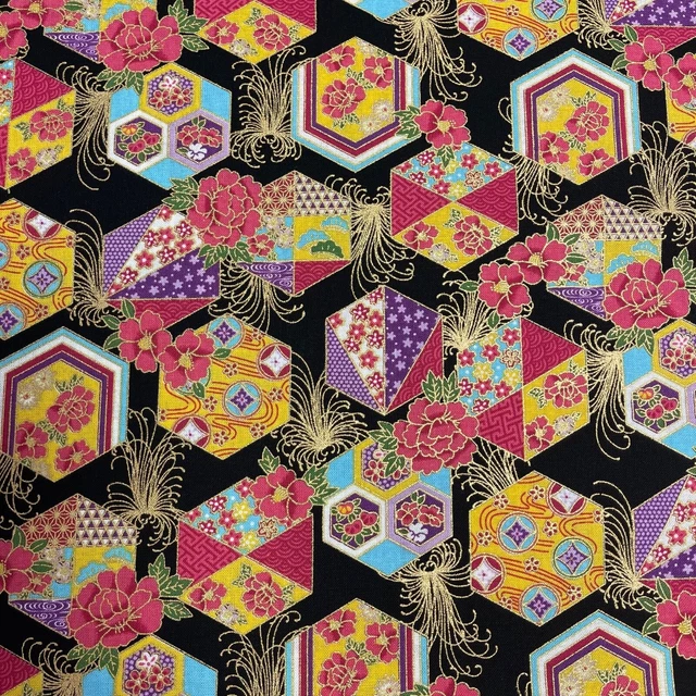 NUTEX FABRIC - 100% Cotton, Japanese metallic fabric - Sokyo - Black ...