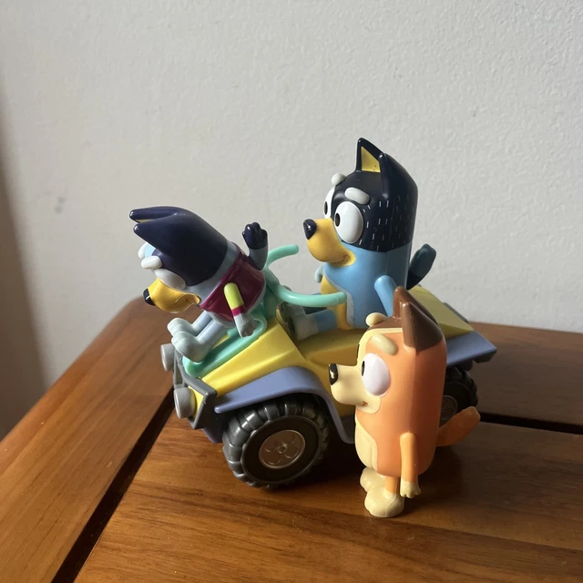 3 BLUEY FIGURES Quad Bike (1 from Pool Time Fun Playset in Rash Vest) 2 ...