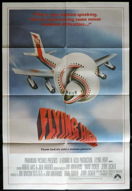 FLYING HIGH AKA AIRPLANE Original One sheet Movie Poster Robert Hays ...