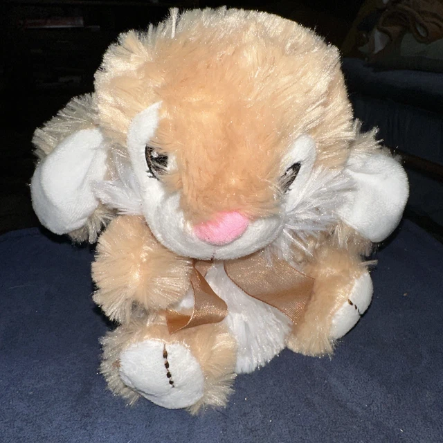 BUNNY TAN WHITE long lop-ears Dan Dee 7" stuffed plush silky soft ...