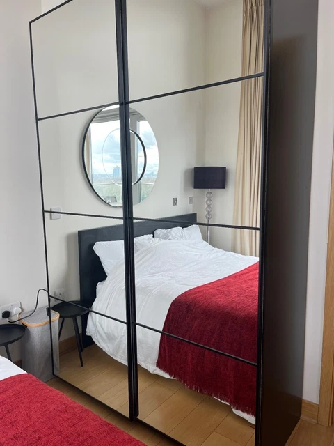 IKEA PAX WARDROBE Combination, black-brown, sliding mirror glass doors ...