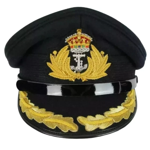 WW2 BRITISH ROYAL Navy Visor Cap (With Oakleaves) - Repro Peak Hat Blue ...