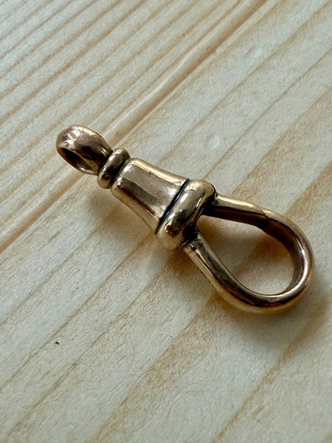 ANTIQUE VINTAGE 9CT solid gold Albert watch chain swivel dog clip clasp ...