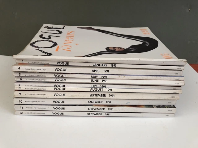 VOGUE MAGAZINE 1991 January April May June July August September ...