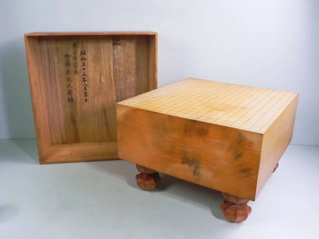 VINTAGE NATURAL WOOD Go Game Board Goban Hand Carved Wooden Legs 20 £ ...
