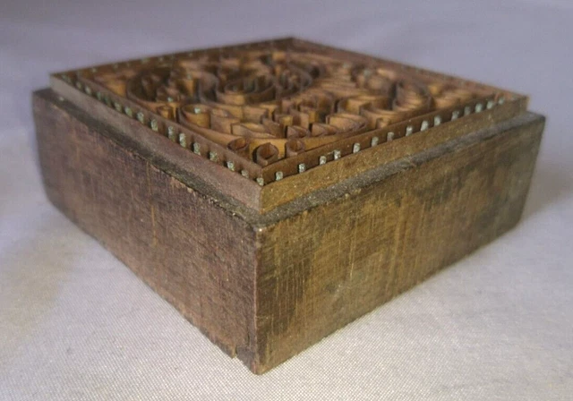 ANCIEN BEAU TAMPON POUR IMPRIMER TISSUS INDONESIE en BOIS et CUIVRE ...