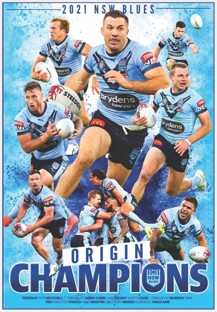 LAMINATED STATE OF origin NSW BLUES Team POSTER, NRL RUGBY,premiers qld maroons EUR 11,66 ...