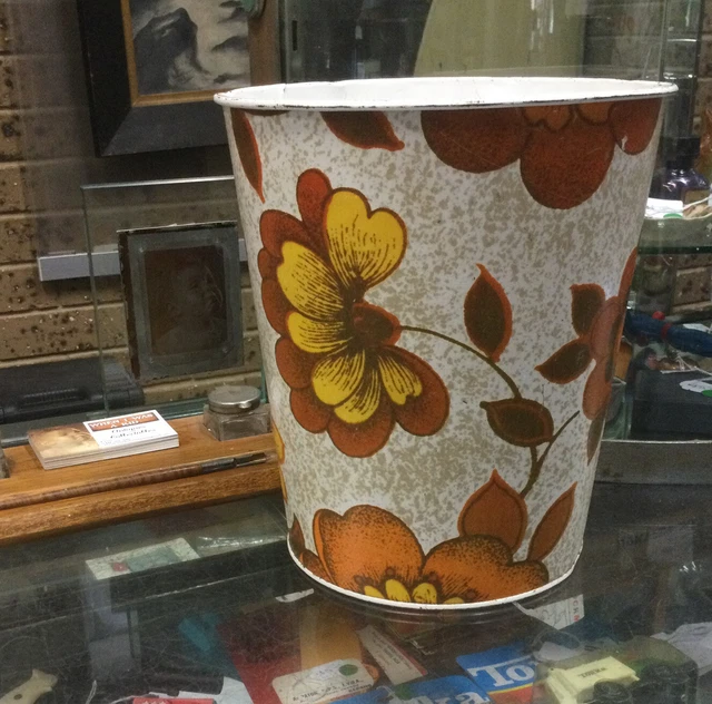 VINTAGE WILLOW TIN Waste Paper Tin Rubbish Bin $32.34 - PicClick