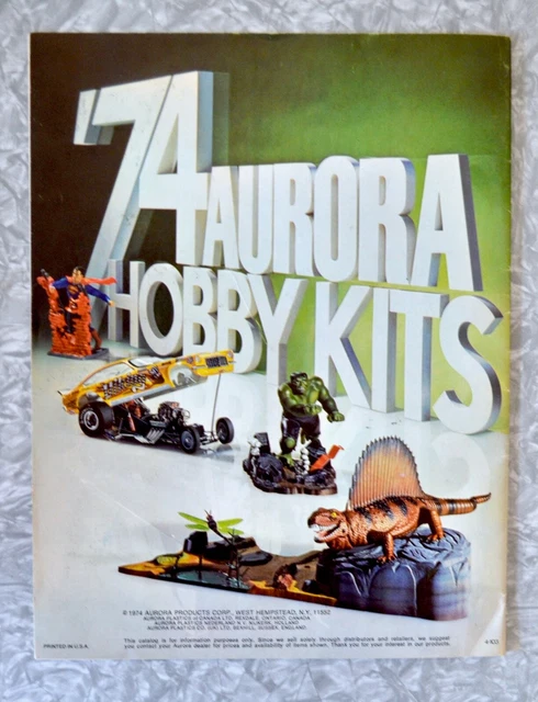 VINTAGE AURORA 1974 Model Kit Catalog Monster Prehistoric Racing Scene ...