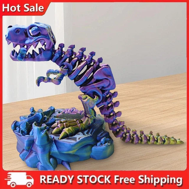 3D PRINTED SKELETON Tyrannosaurus Rex Toy Movable Joints (gold blue ...
