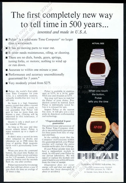 1973 PULSAR TIME Computer LED digital watch 2 photo vintage print ad ...