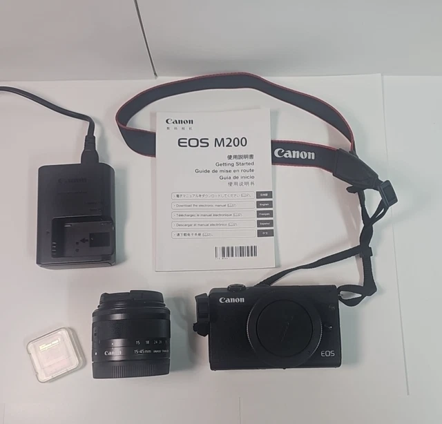 CANON EOS M200 24.2MP 4K Mirrorless Camera + 15-45mm Lens + 128GB SD ...