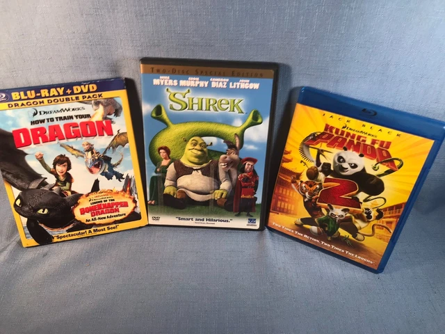 KIDS DREAMWORKS DVDS Lot of 3 Kung Fu Panda 2, Shrek, How to Train Your ...