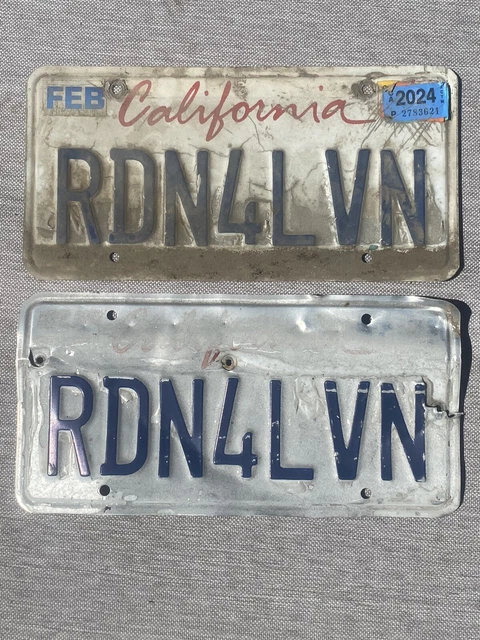 VINTAGE CALIFORNIA LICENSE Plates - RDN4LVN CA Plates White Blue Red ...