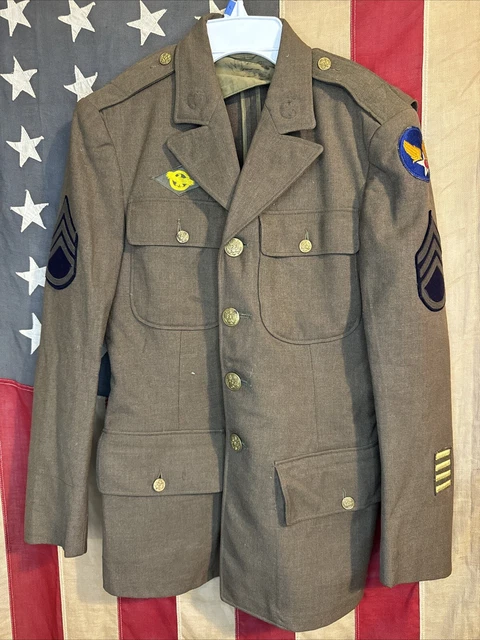 Vintage Us Army Enlisted Uniform Ww2 Dress Coat 34 S Wool Service